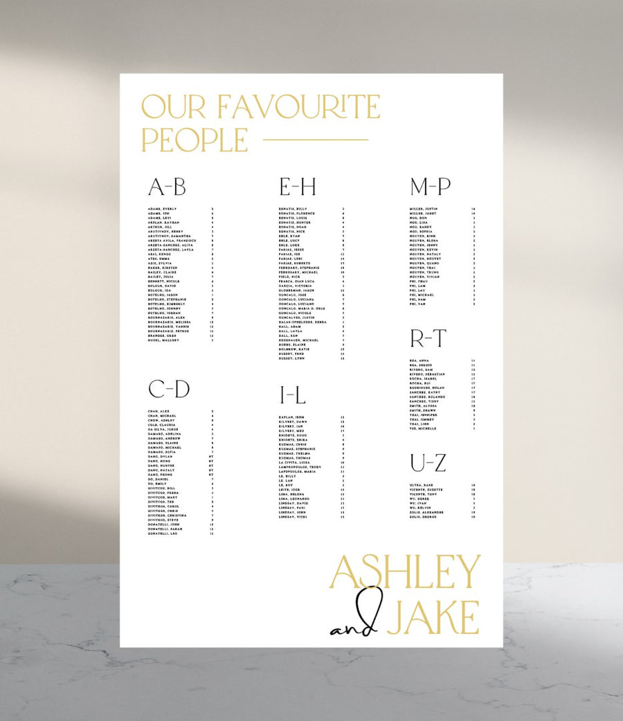 Custom Acrylic Seating Chart | The EMMA – Dang Designs